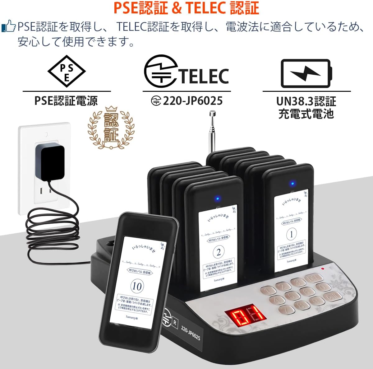 Tomarsy Wireless Pager System TMS-127 Instruction Manual (1 Main Unit ...