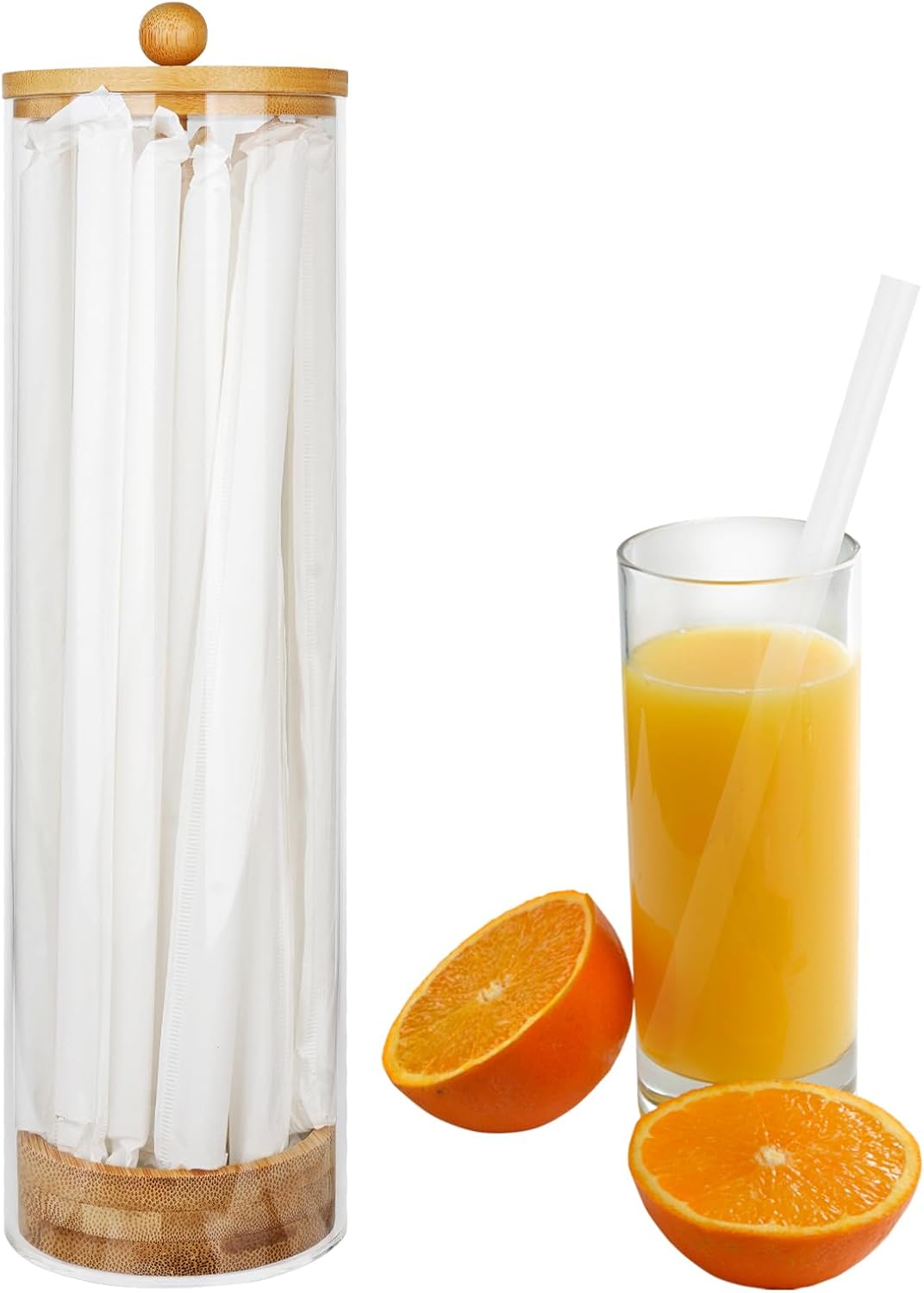 Amazon.com: Acrylic Straw Holder for Counter with 20 Clear Straws in ...