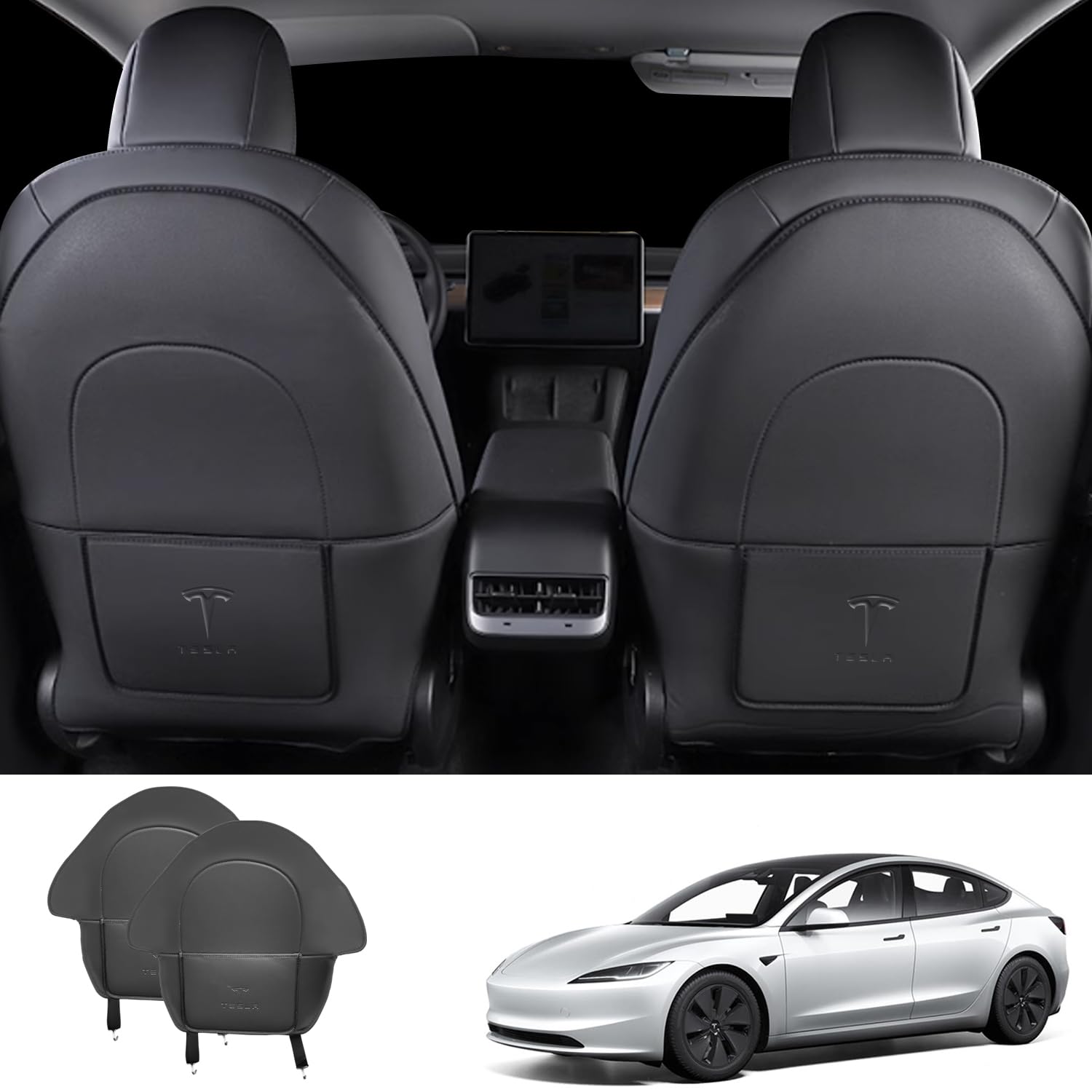 Tesla Leather Seat Back Kick Protector Model Y Mode 3 Mode S Mode X ...