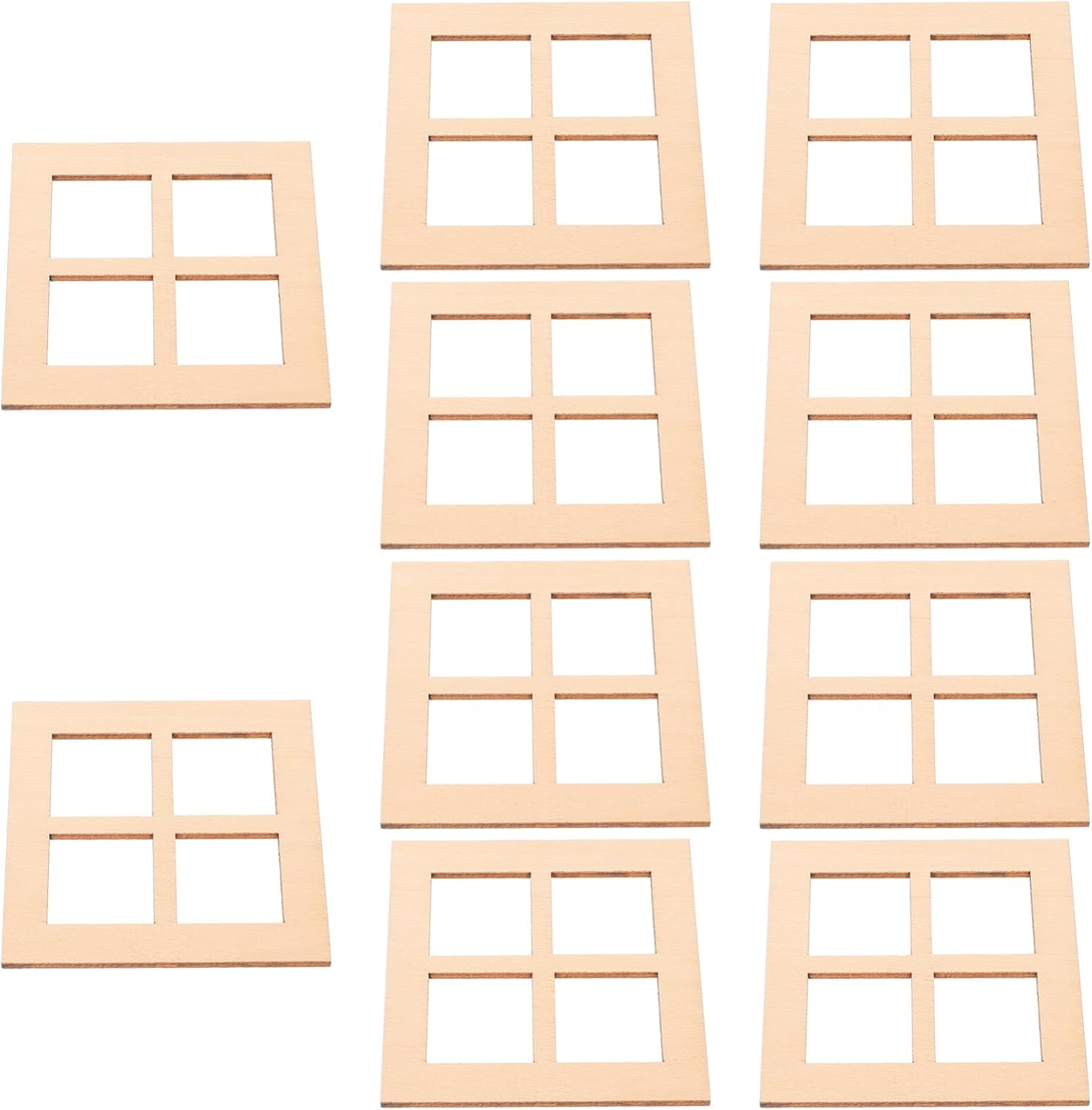 10Pcs Doll House Window Model - Mini Wooden Grids Window Frame ...
