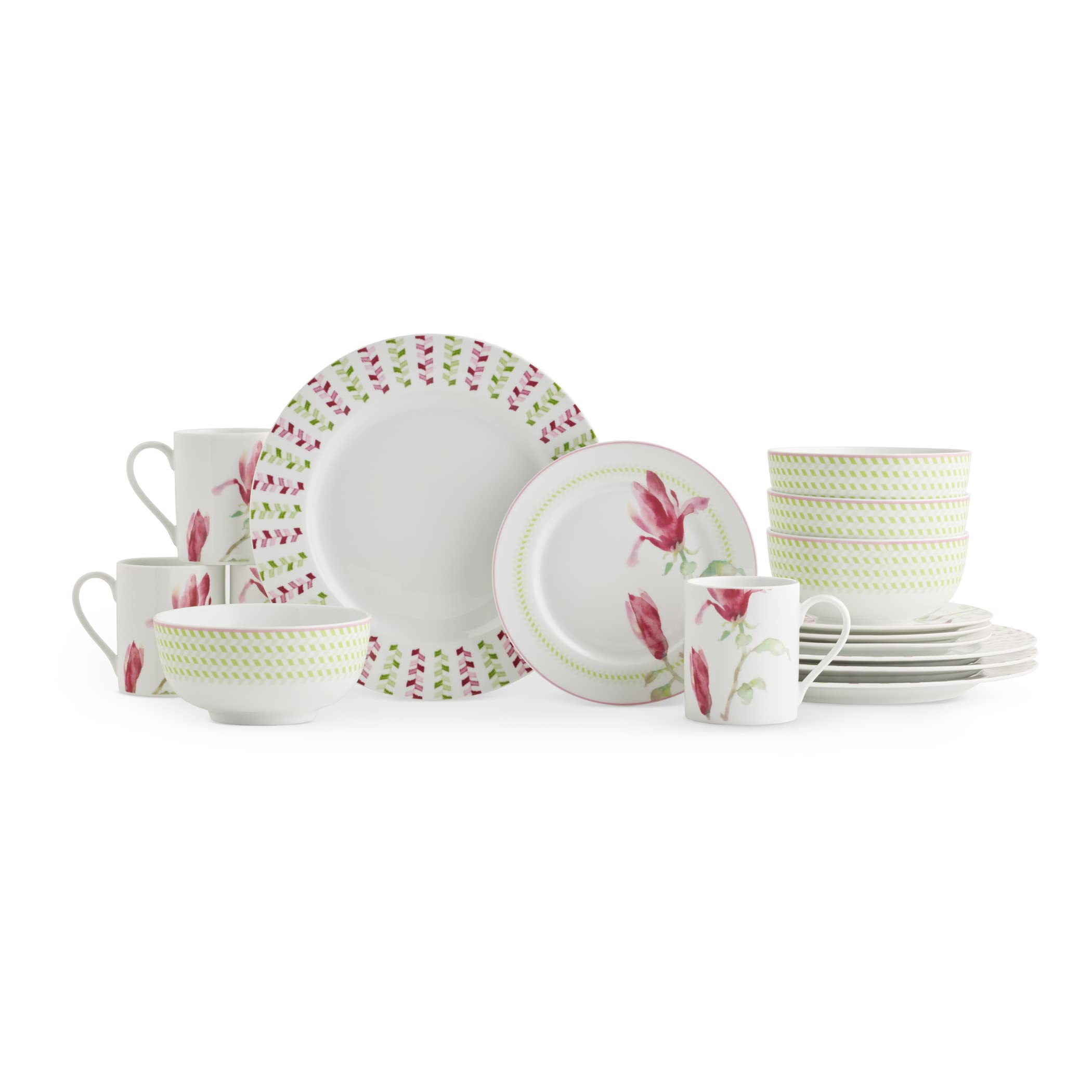 Spode Home Magnolia Haze Dinnerware Set | 16 Piece Dish Set with Floral ...
