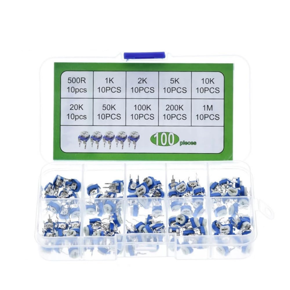 KSOPUERT 10 Values 100PCS 500 Ohm- 1M Ohm RM065 Blue and White ...