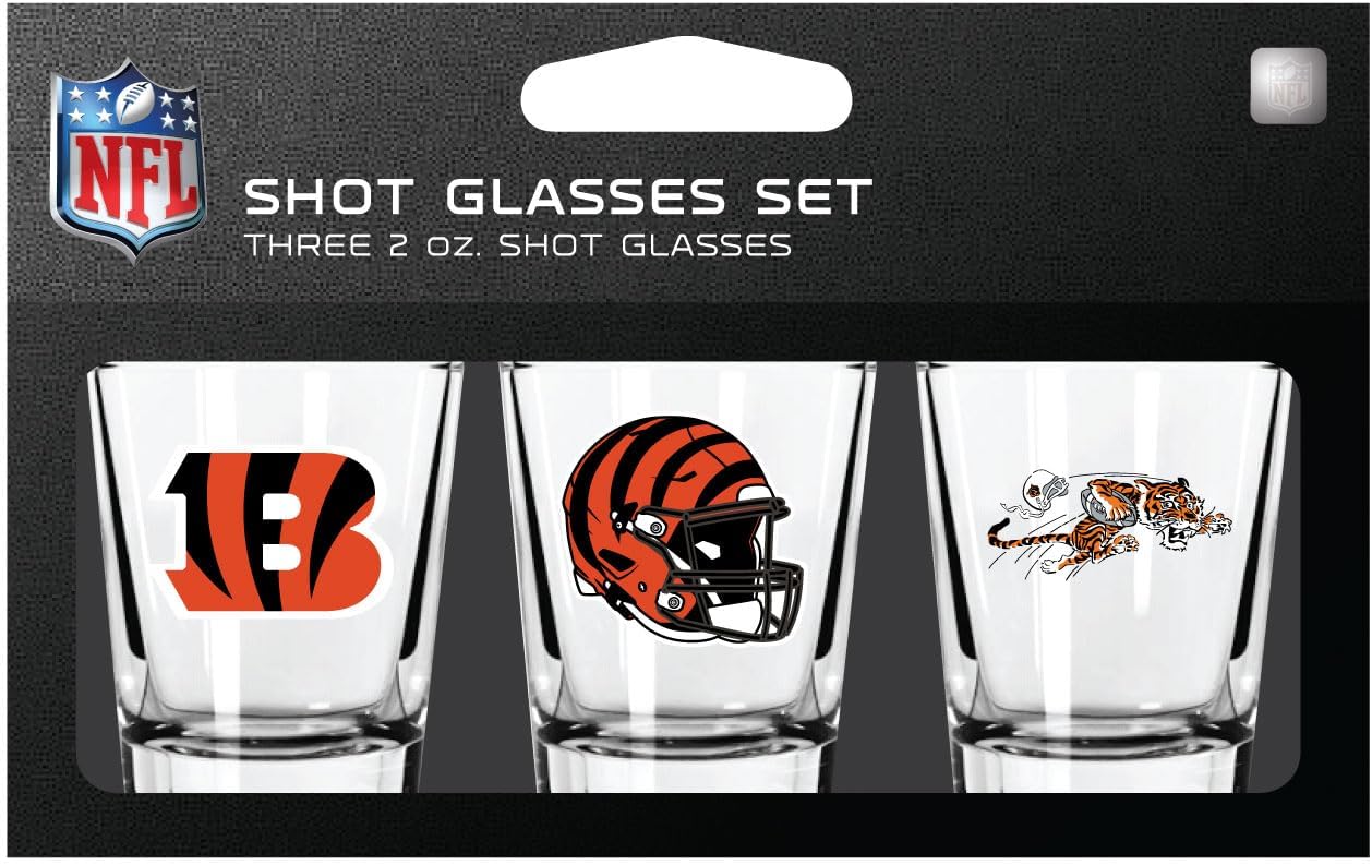 Amazon.com | Cincinnati Bengals 3 Pack Shot Glass Set: Shot Glasses