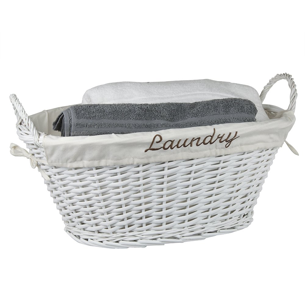 Amazon.com: Home Basics Wicker Laundry Basket (White) : Home & Kitchen