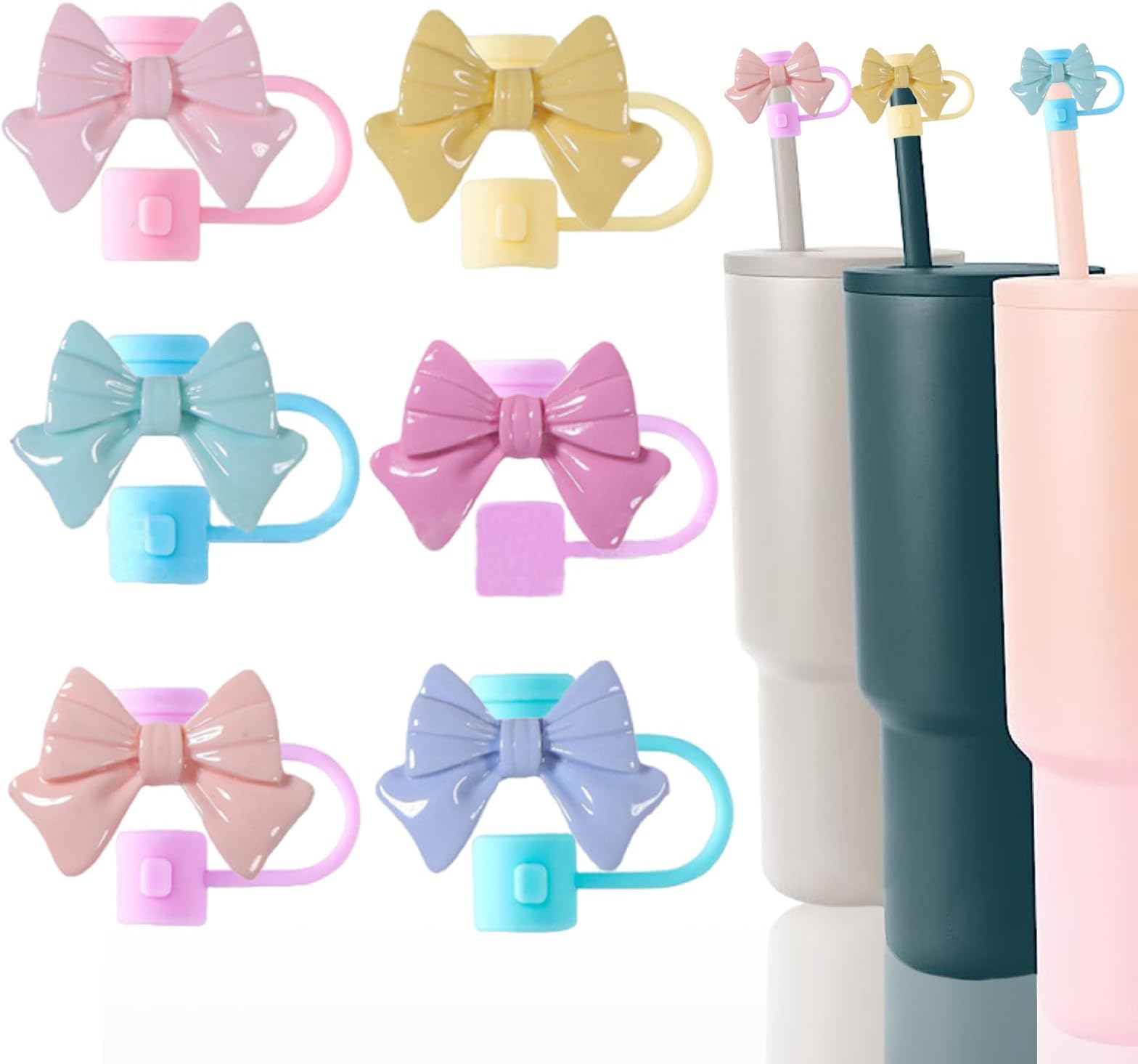 Amazon.com: Amcisi 12pcs Straw Cover Cap for Trumbler Cup 8mm Drinking ...