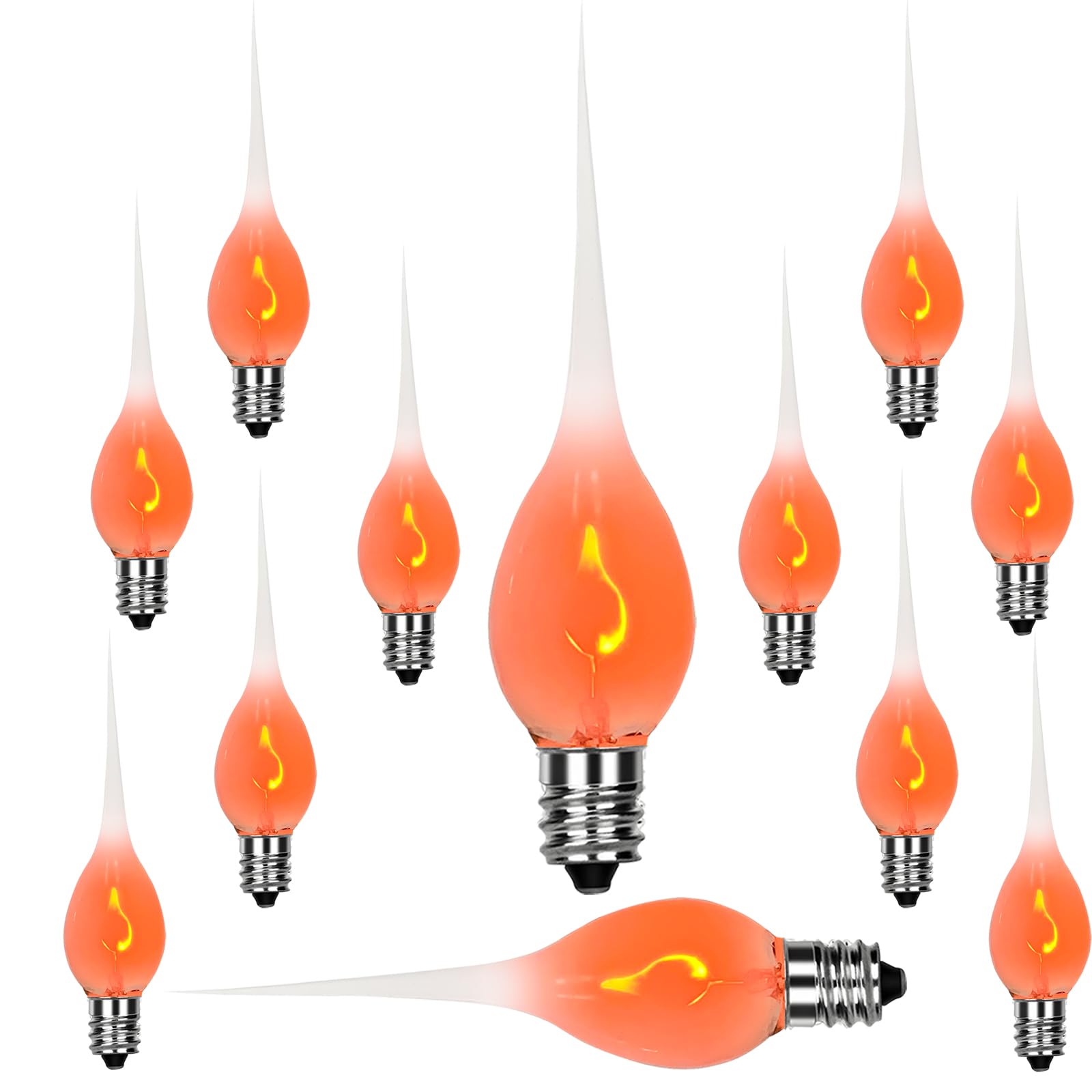 12 Pack Silicone Dipped Candle Light Bulbs, 1 Watt Flicker Flame ...
