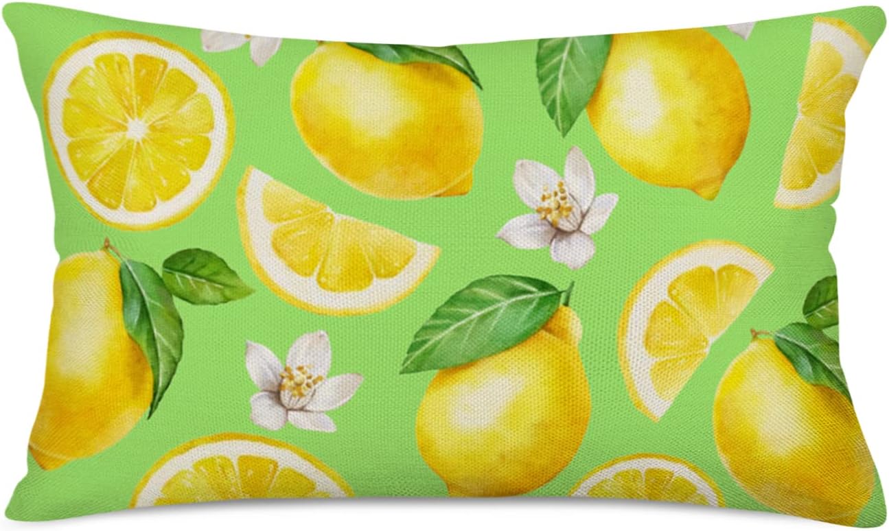 Amazon.com: Xihomeli Fresh Lemon Lumbar Pillow Cover 12x20 Inch ...