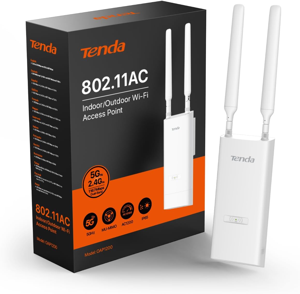 Amazon.com: Tenda AC1200 Outdoor Gigabit Wi-Fi Access Point (OAP1200 ...