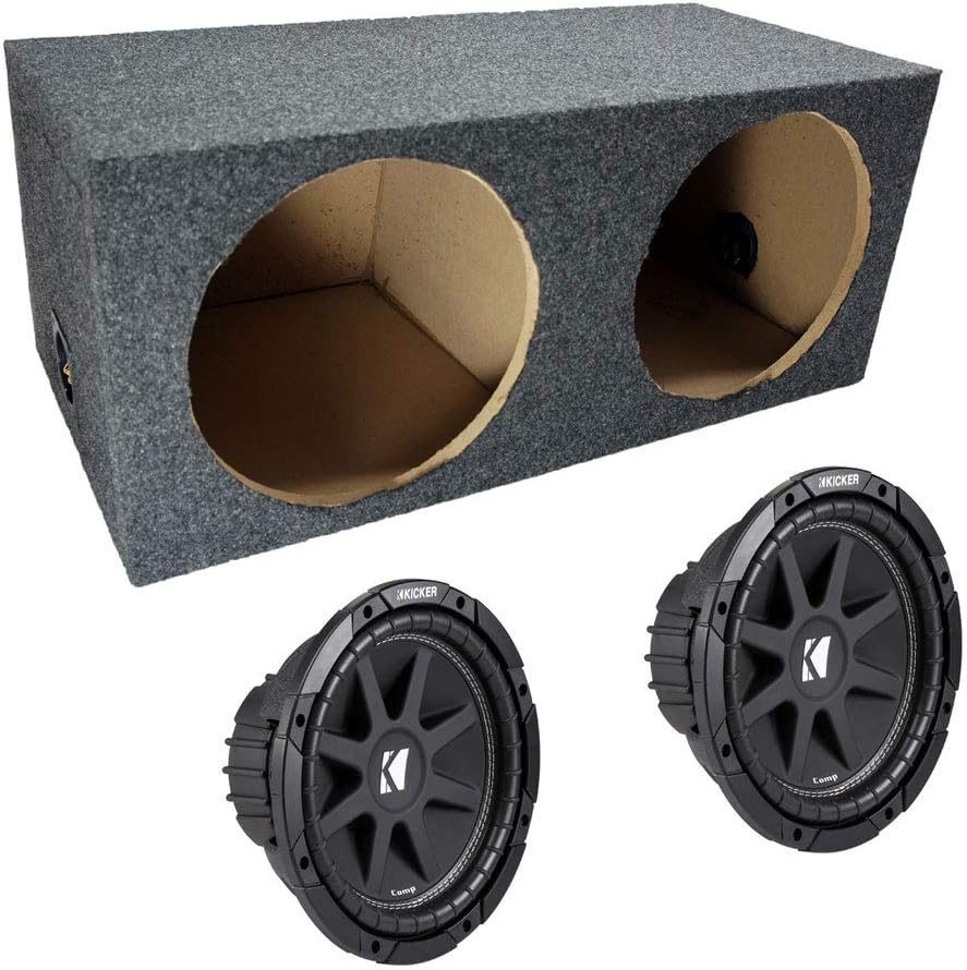Amazon.com: KICKER 43C124-N Bundle with Dual 12" Sub Box Sealed Rearfire Subwoofer Enclosure C12 ...