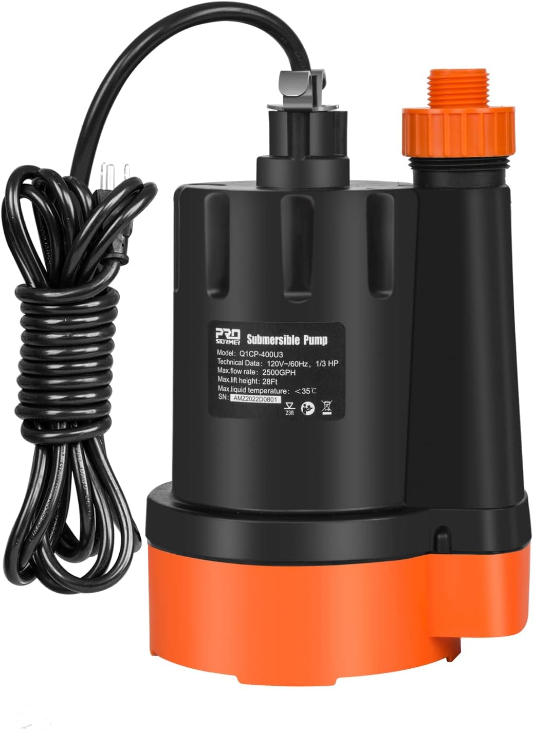 Superior Pump 91250 1800GPH Thermoplastic Submersible Utility Pump with ...