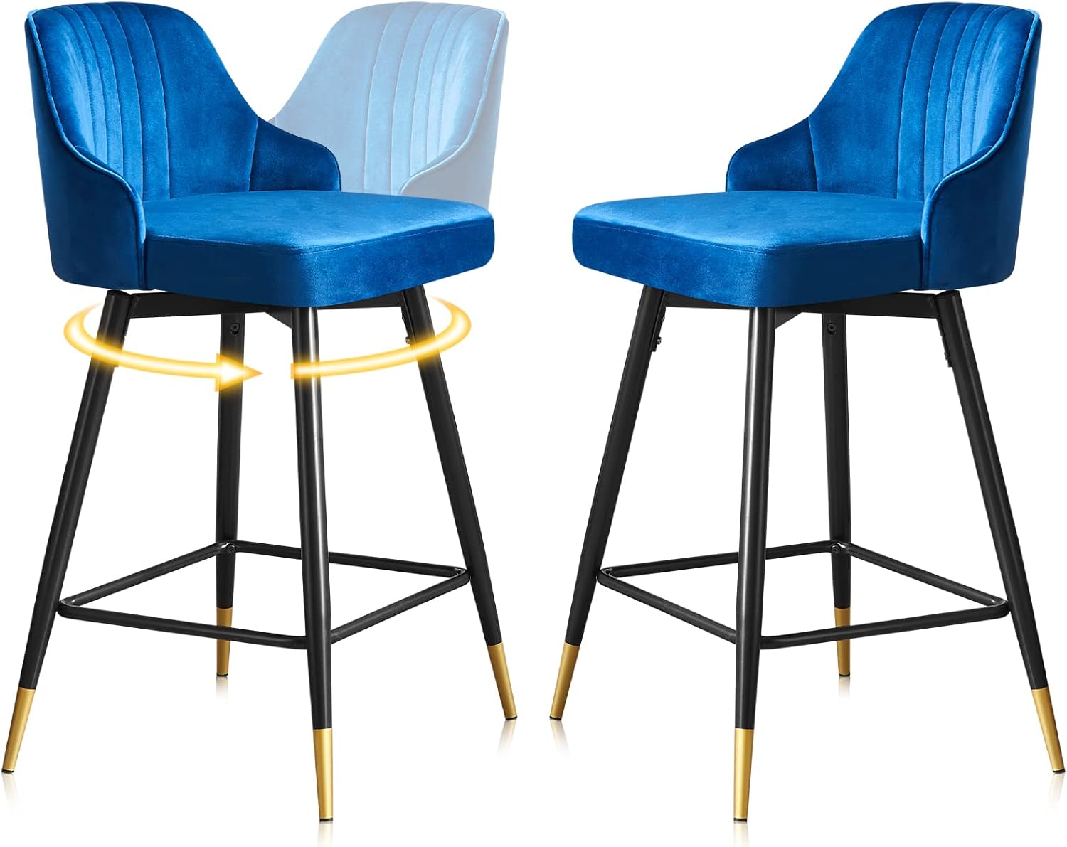 SICOTAS Lot de 2 Chaises de Bar Rotatives à 360° Tabouret en Velours ...