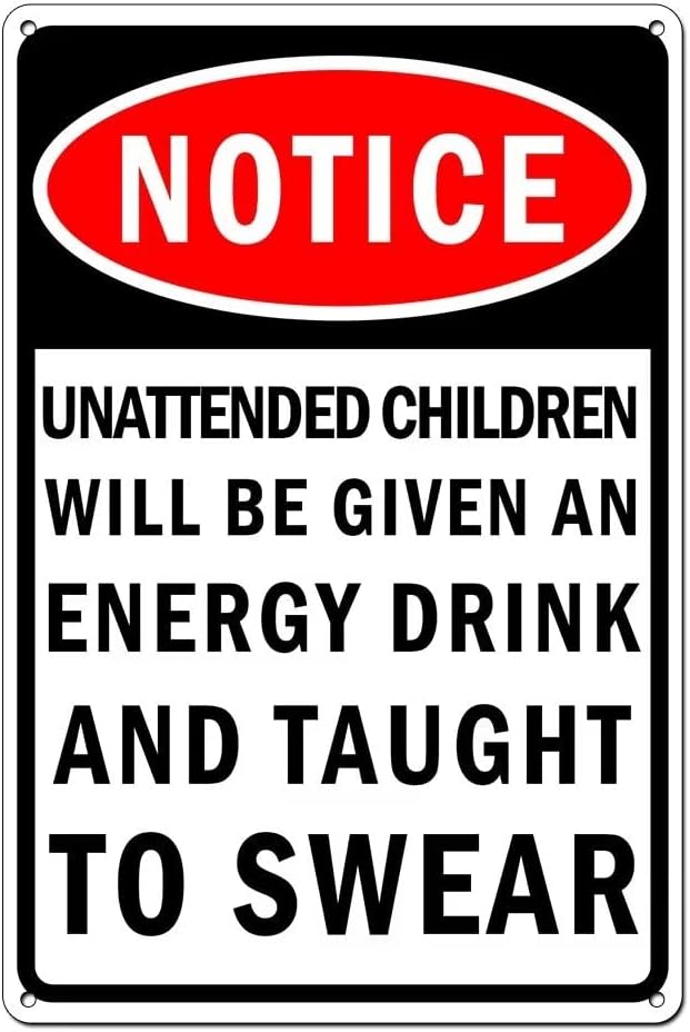 Amazon.com : Ibusy Funny Sign Unattended Children Will Be Given An ...
