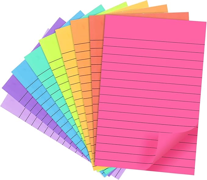 Sticky Notes, 4X6 in,Large Ruled Stickies Colorful Sticking Memo Pads ...