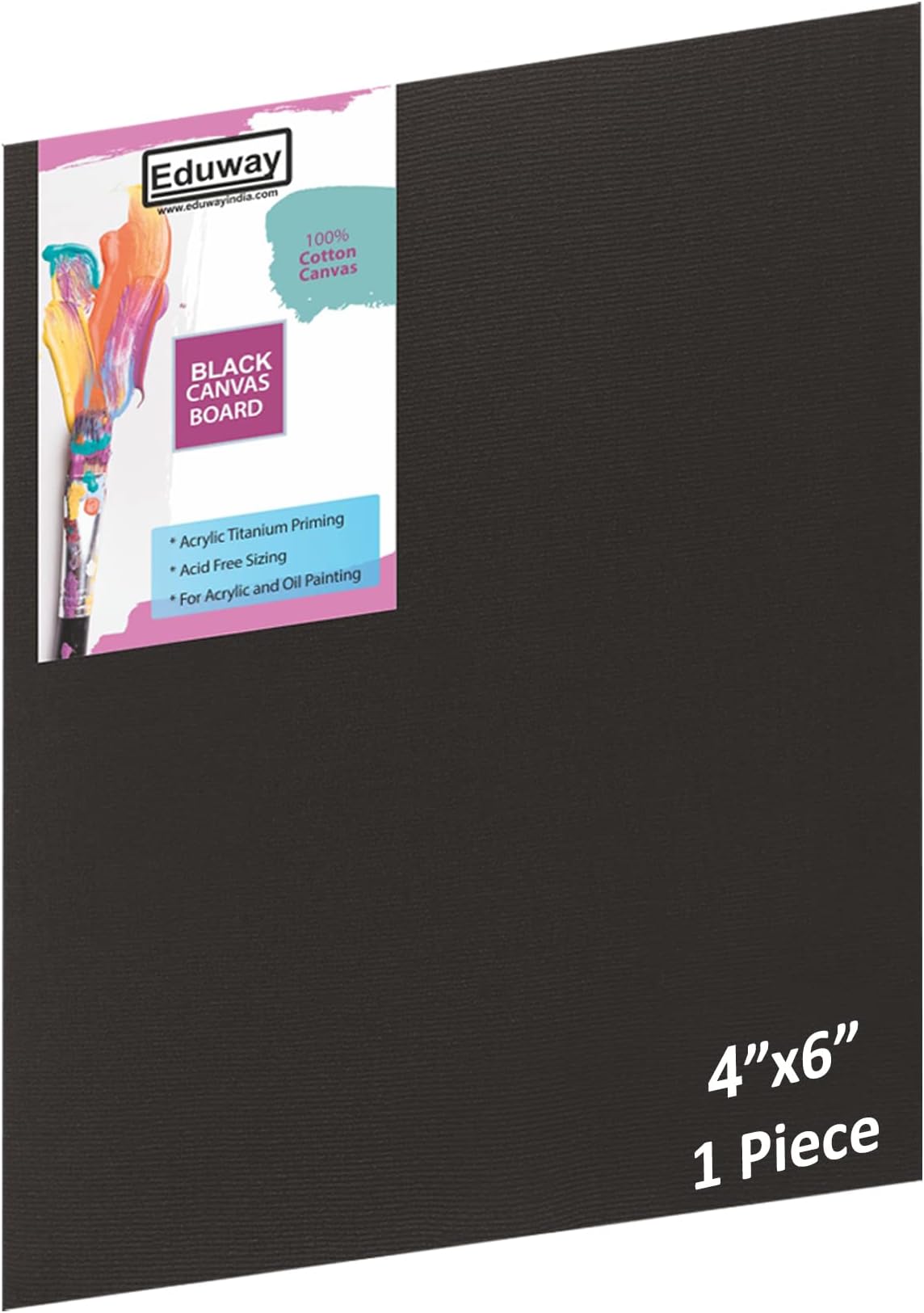 Eduway Medium Grain 4x6 inch Cotton Black Canvas Board- Pack of 1 ...