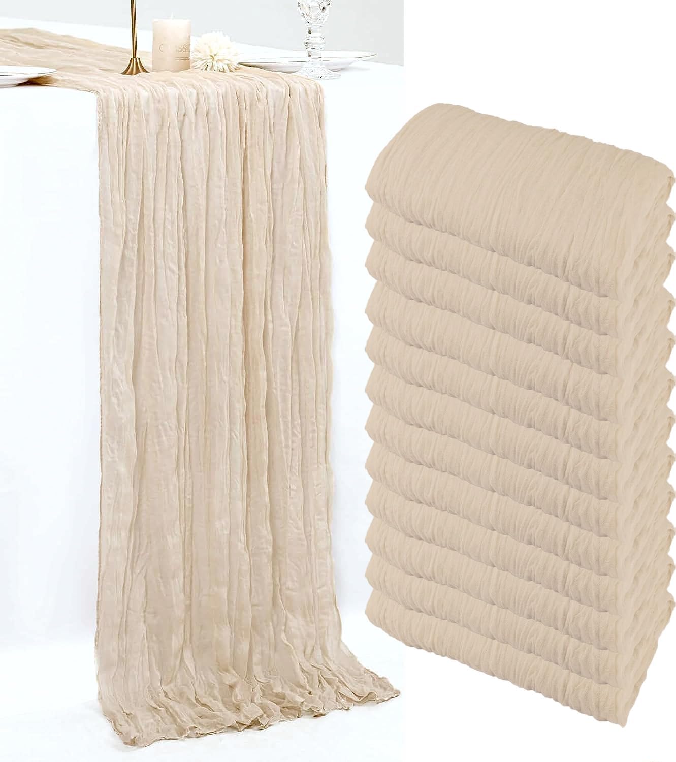 Amazon.com: 8 Pack Beige Cheesecloth Table Runner 10Ft Gauze Cheese ...