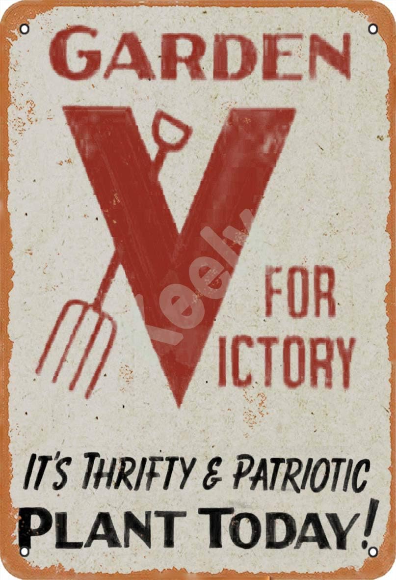Amazon.com: Keely Victory Garden Sign, V for Victory Metal Vintage Tin ...
