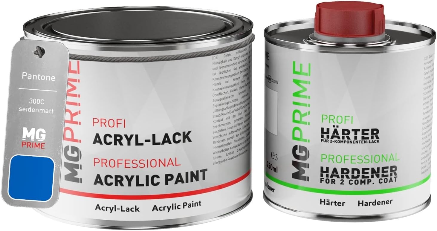MG PRIME Pantone 300C Blue Acrylic paint silk matt 0.75 litres / 750 ml can incl. hardener ...