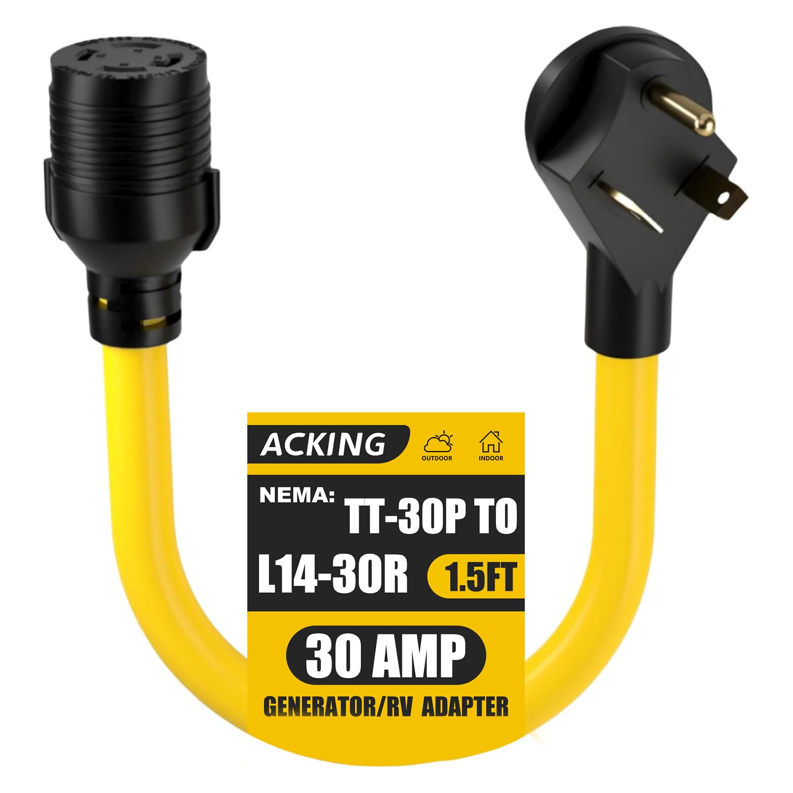 Amazon.com: ACKING NEMA TT-30P to L14-30R Adapter Cord, 1.5 FT 10AWG 30 ...