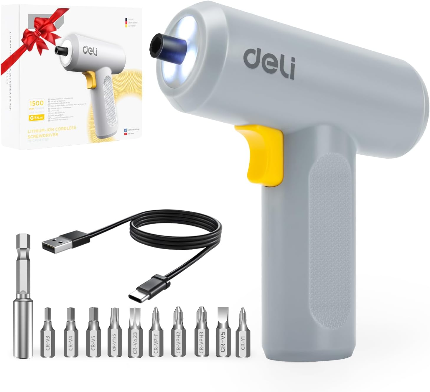 Amazon.com: deli Electric Screwdriver, 4V Cordless Power Screwdriver ...