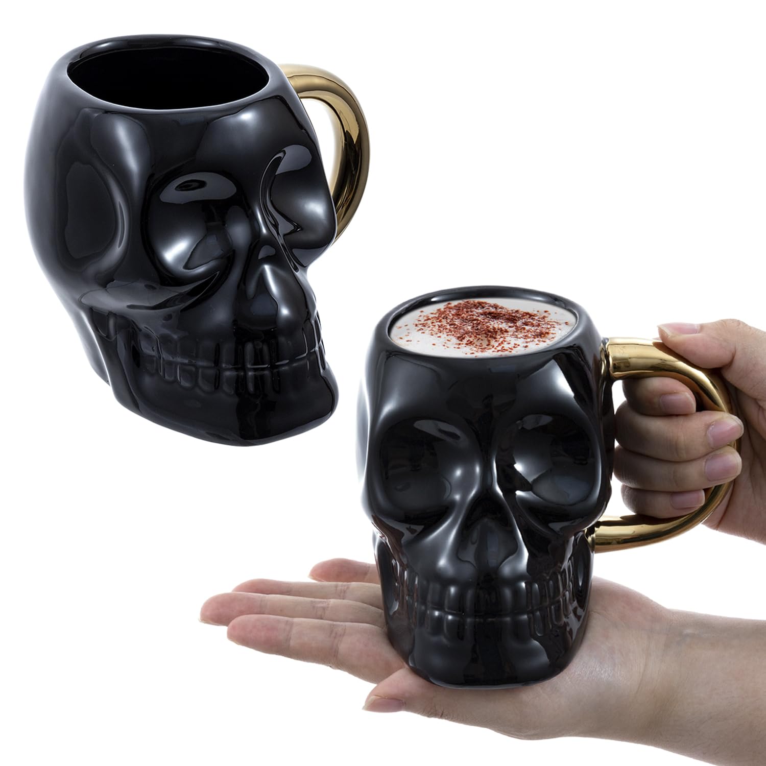Amazon.com: MyGift Gothic Novelty Drinkware, Goth Skull Shaped Black ...