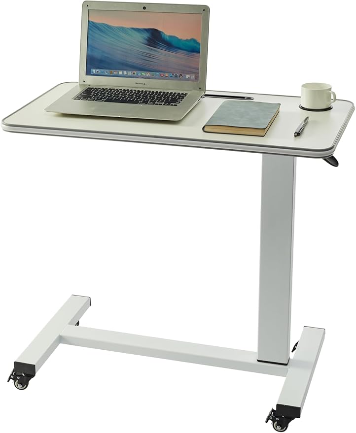 Amazon.com: Overbed Table with Wheels, Fully Adjustable Pneumatic Work ...