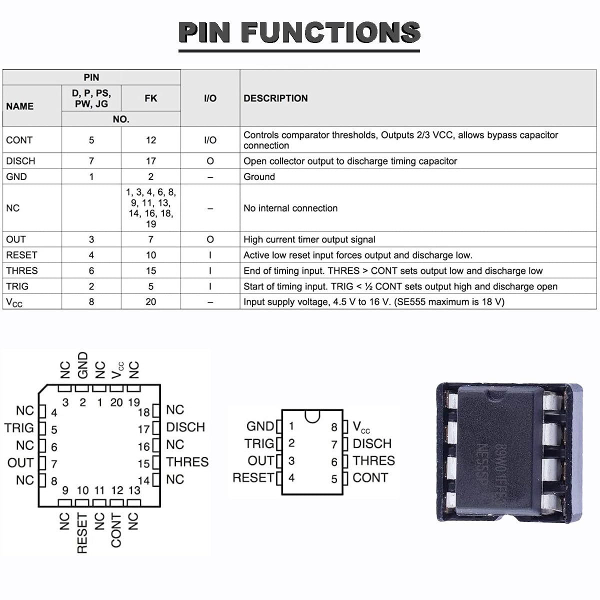 Snapklik.com : 50 Pcs NE555P Single Precision Timer NE555 IC Pulse ...