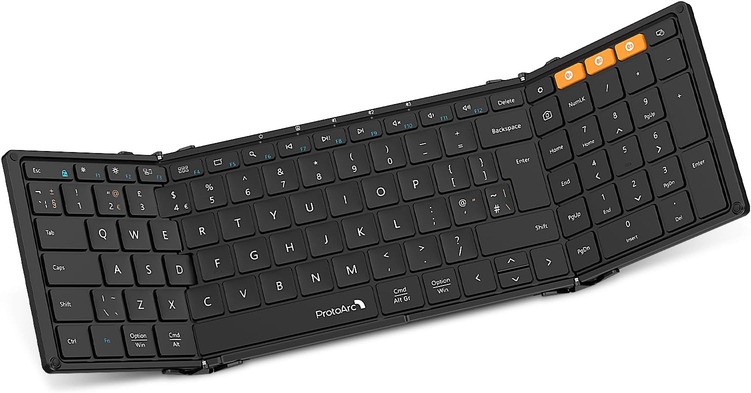 ProtoArc XK01 Foldable Bluetooth Keyboard with Number Pad - Full-Size ...
