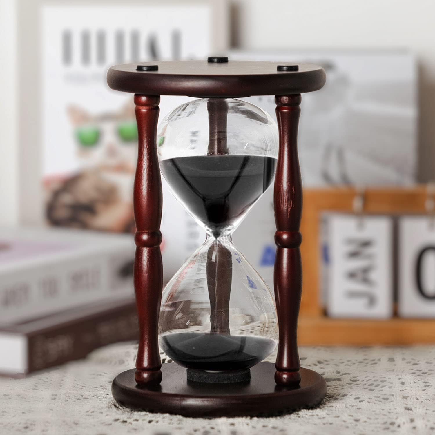 Amazon.com: Large Hourglass Timer 60 Minute, Decorative Wooden Sand ...