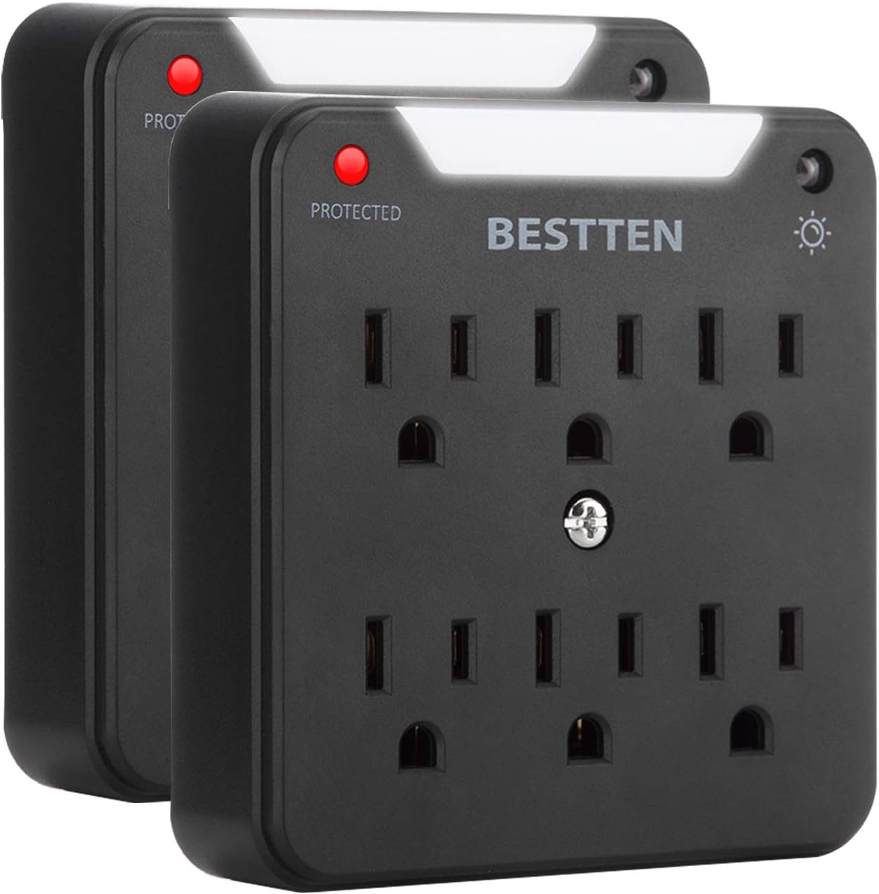 [2 Pack] BESTTEN 900-Joule Wall Outlet Surge Protector with LED Night ...
