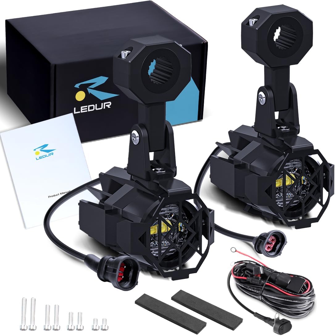 Amazon.com: LEDUR D2 Motorcycle Auxiliary Lights Kit Spot LED Driving Fog Lights with Switch ...
