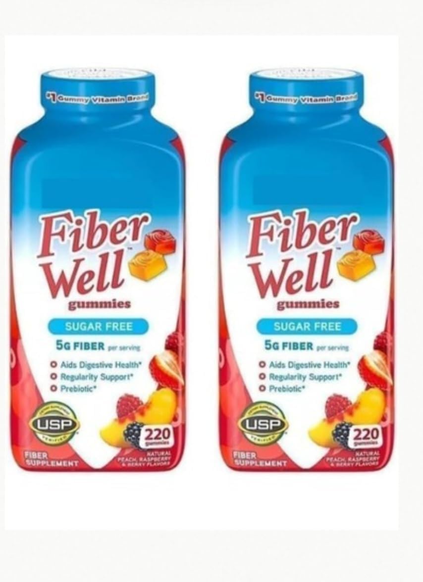 Amazon.com: Fiber Well Sugar Free Gummies Supplement, Peach, Strawberry ...