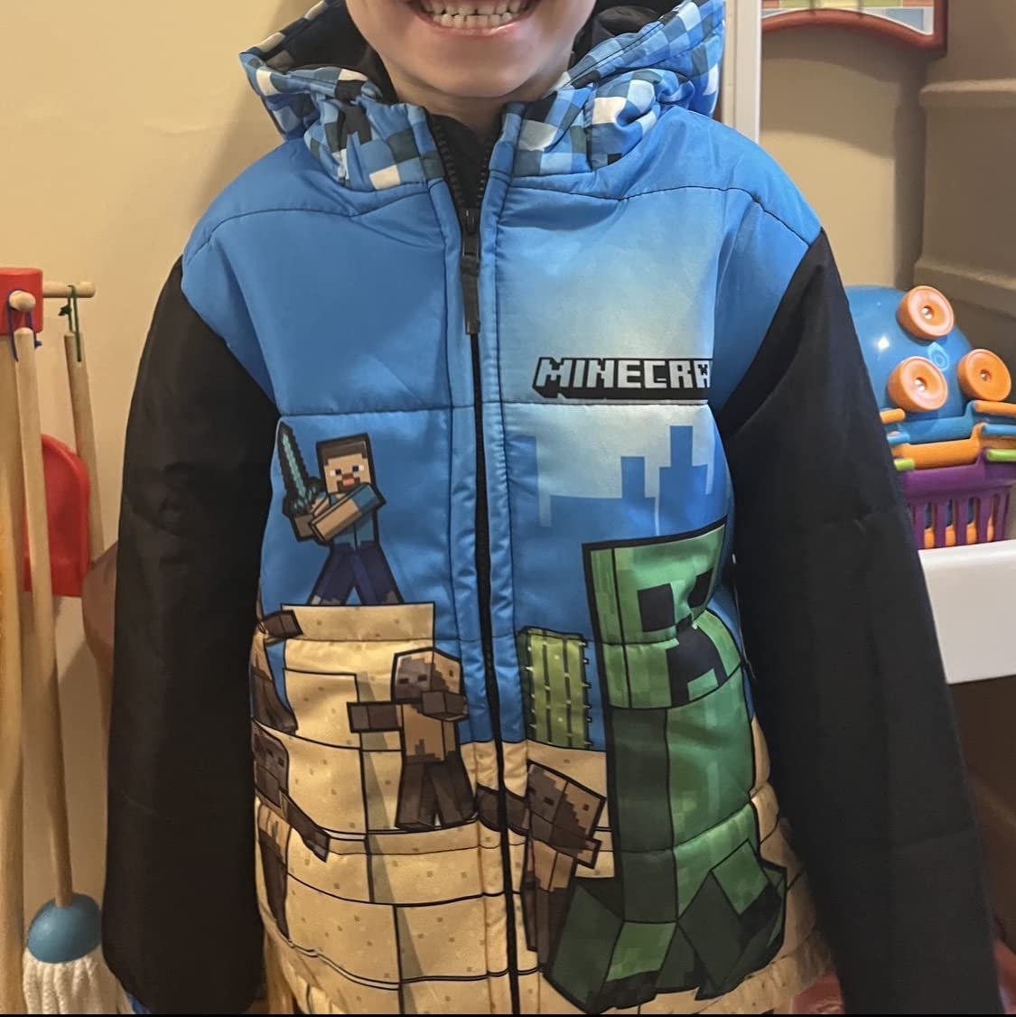 $8/mo - Finance Minecraft Creeper Little Boys Zip Up Winter Coat Puffer ...