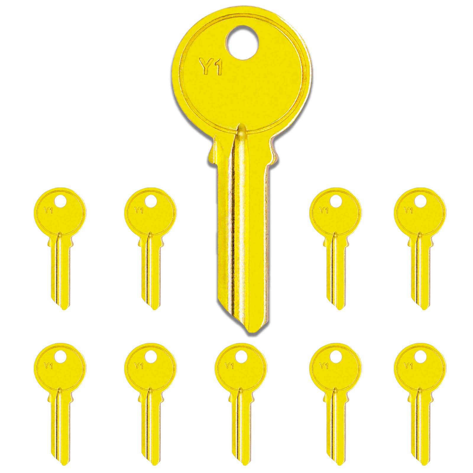 Y1 Blank Key Blanks, Pack of 10 Uncut 5AY1(Y1) Blank Keys, Brass Finish ...