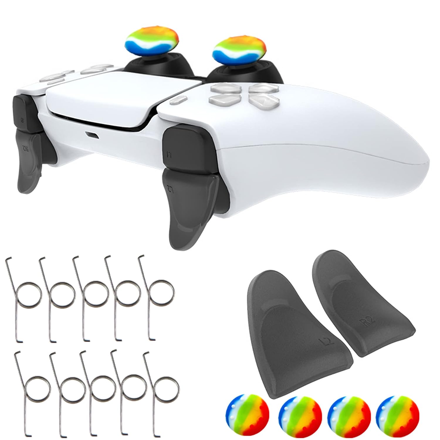 Accessories Kit Bundle for PS5 DualSense Controller, Spring Trigger ...