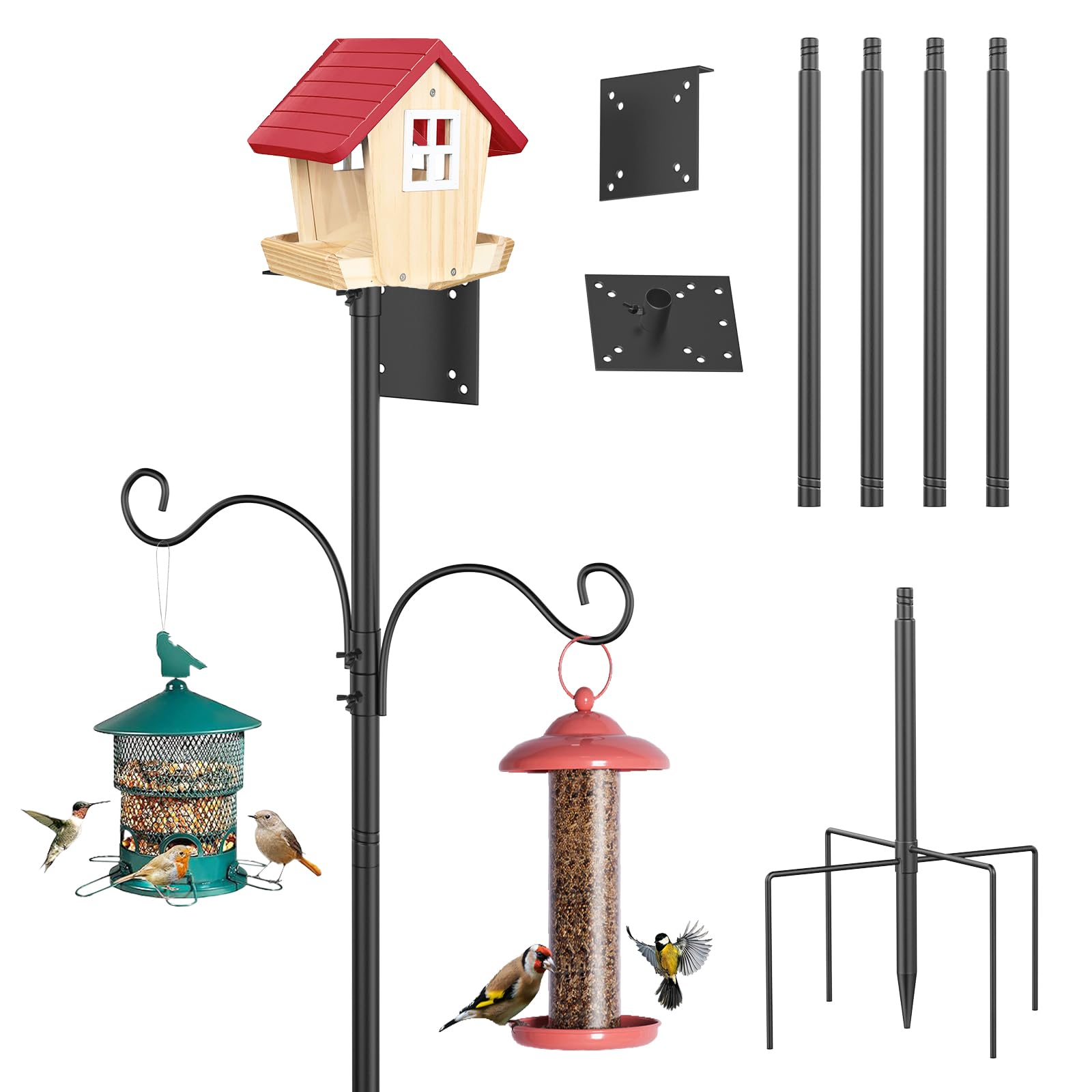 Amazon.com : Bird Feeder Pole, 94Inch Heavy Duty Bird House Poles ...