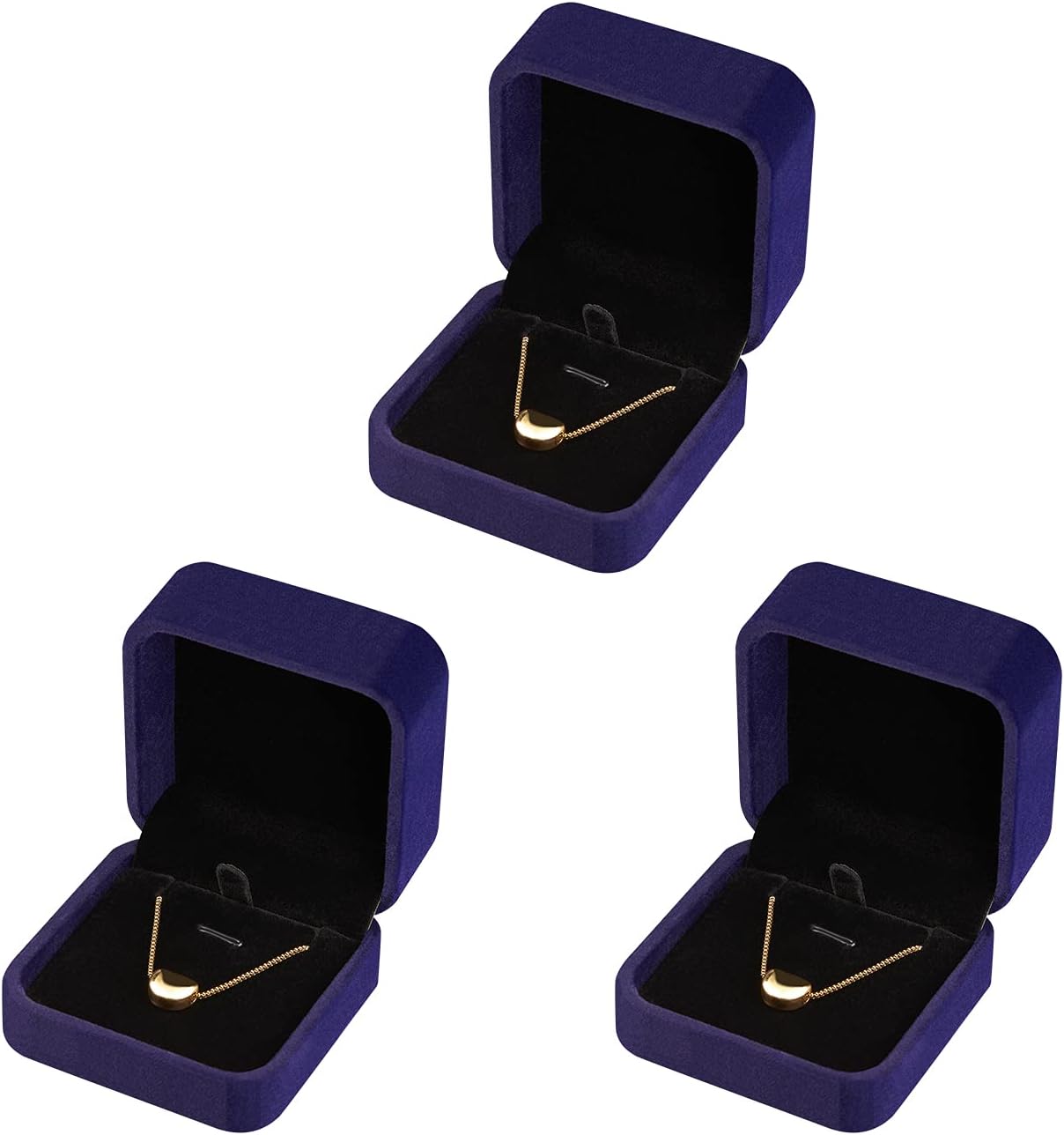 Amazon.com: LETURE 3 Pieces Classic Velvet Pendant Necklace Box ...