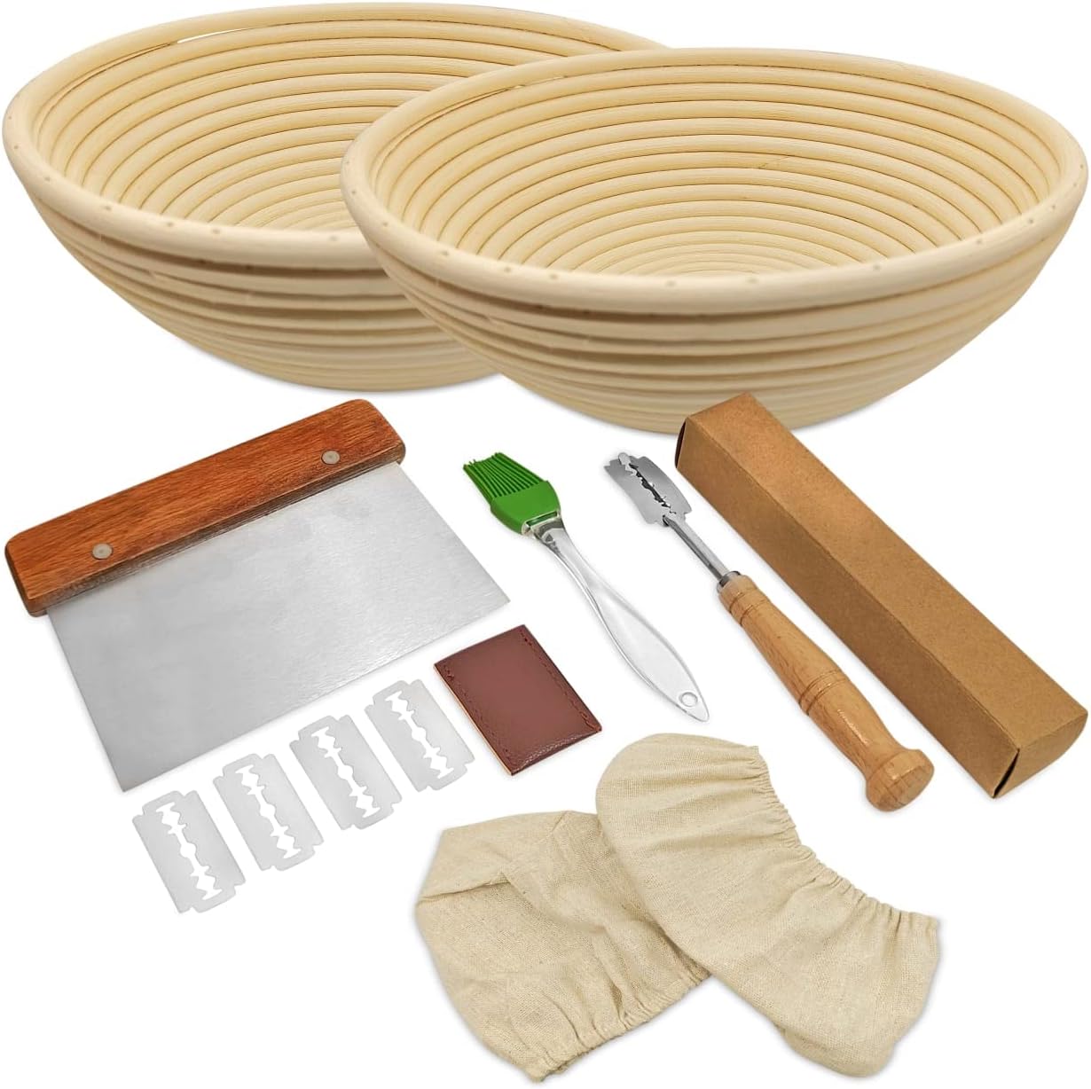 Amazon.com: 10 Inch Round Bread Banneton Proofing Basket Set of 2 ...