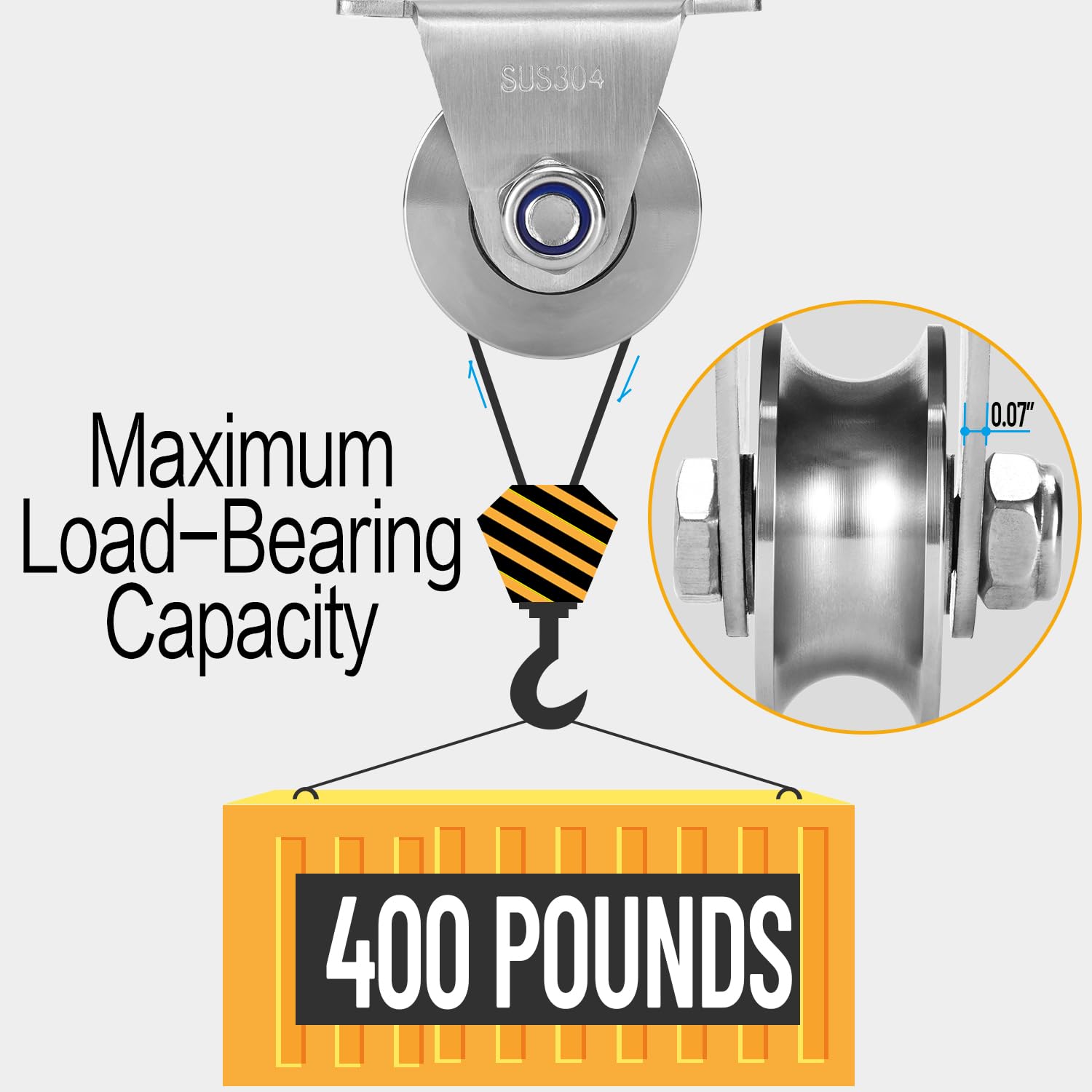 Snapklik.com : Heavy-duty Pulley System 2 Inch Stainless Steel Caster ...