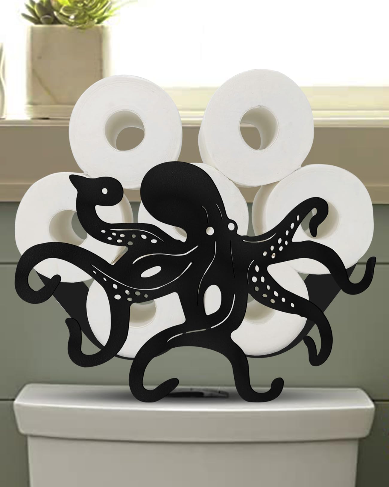 Amazon.com: Octopuses Toilet Paper Holder Standing, Matte Black Toilet ...