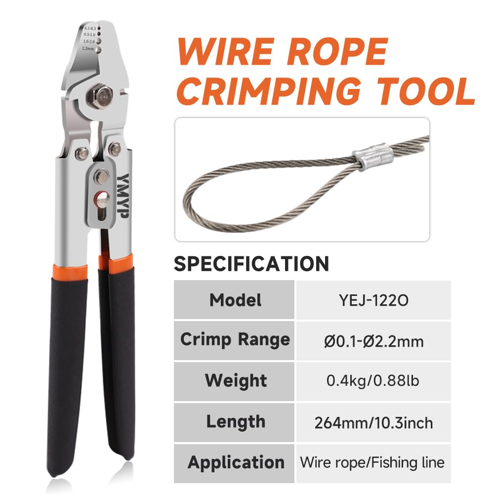 YMYP Wire Rope Crimping Tool for Loop Sleeves, Aluminum Double Barrel ...
