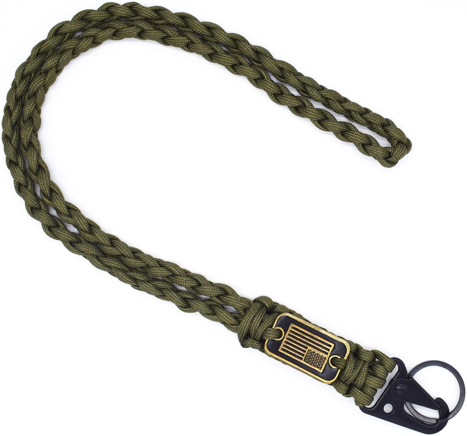 Amazon.com: Heavy Duty Braided Paracord Lanyard Keychain with USA Flag ...