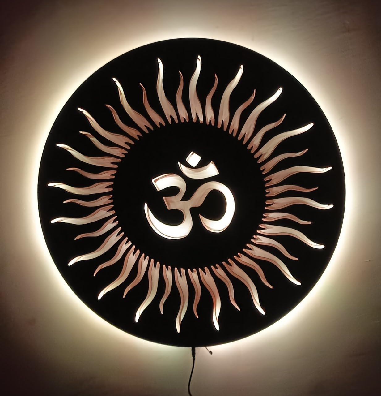Buy Madhav HANDICRAFTS OM Sign Multicolor Wall Decorative LED Logo ...