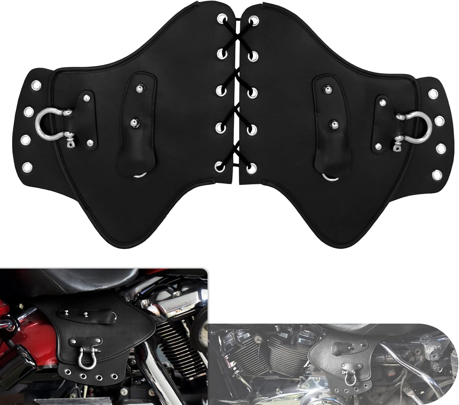 HCmotorku Universal Leather Side Saddle Heat Shield Deflector Fits for ...