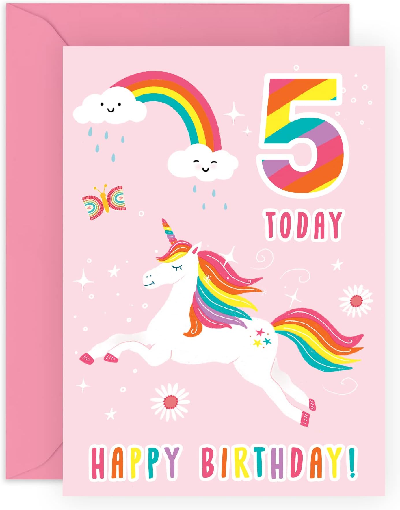 Twizler 5th Birthday Card for Girl with Unicorn - Girls Age 5 Year Old ...