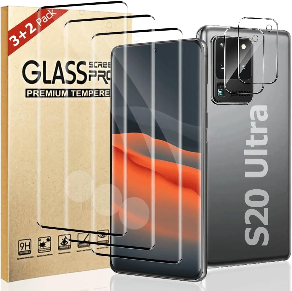 Amazon.com: 3+2 Pack Galaxy S20 Ultra Screen Protector and Camera Lens ...