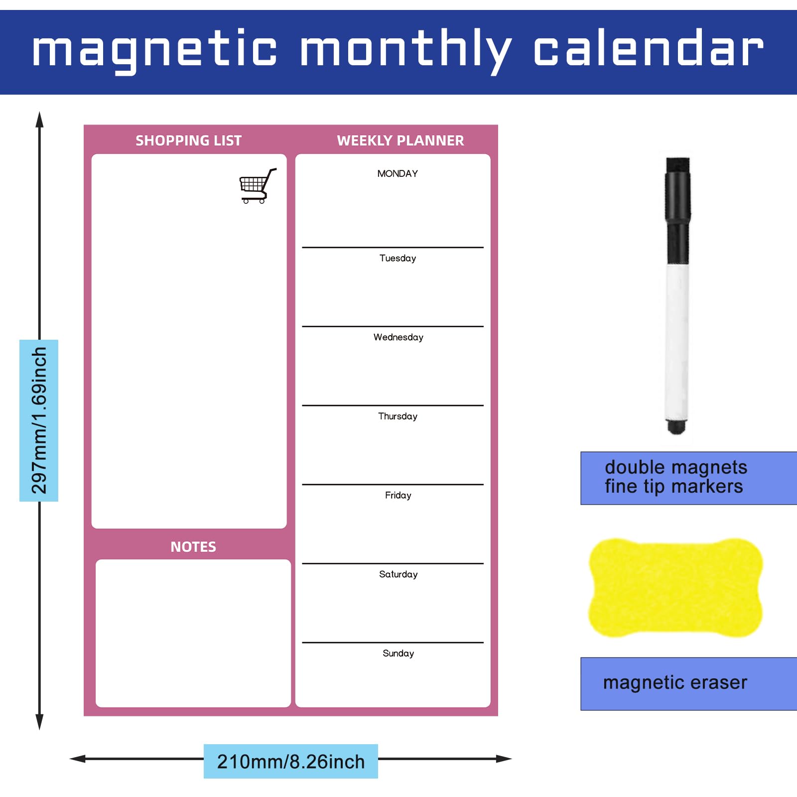 Magnetic Weekly Planner,A4 Magnetic Whiteboard,Magnetic Dry Erase ...