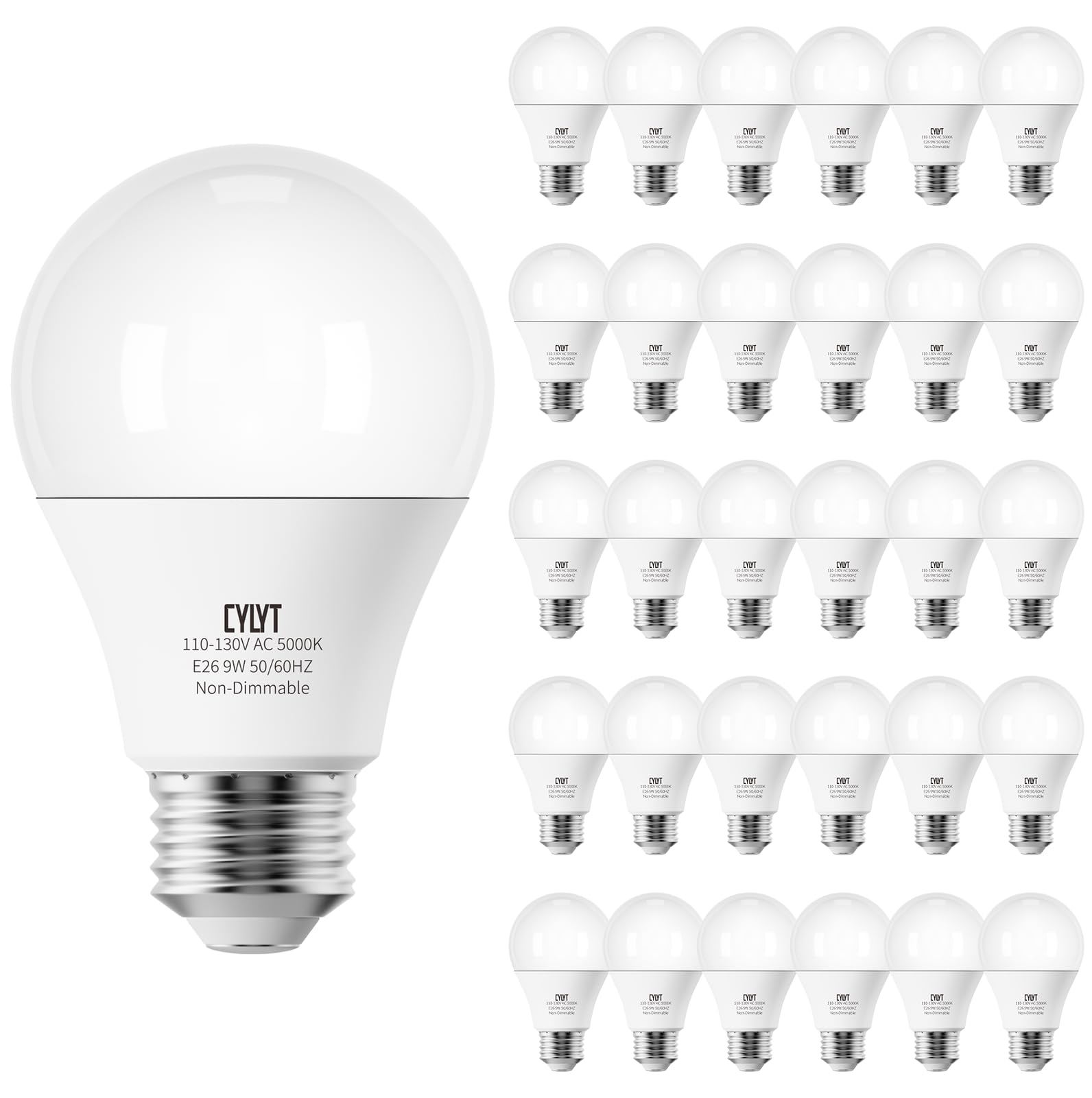 CYLYT 30-Pack Bright LED Light Bulbs 100W Equivalent, Daylight White ...