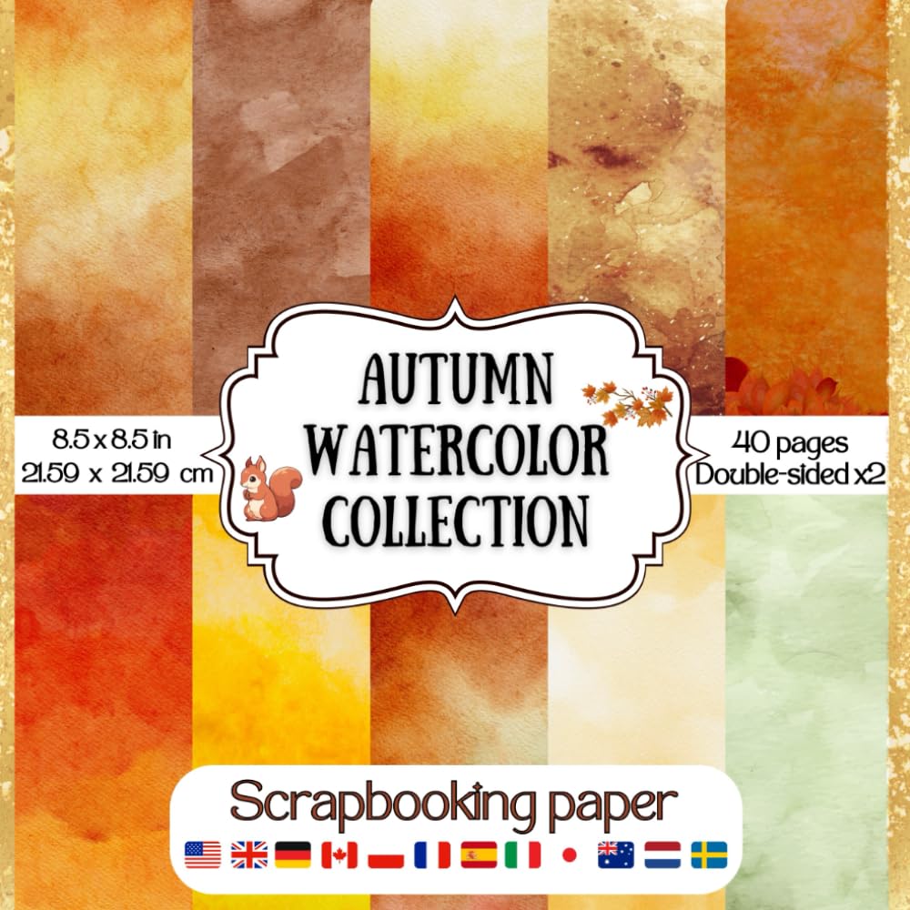 Autumn Watercolor Scrapbook Paper Collection: Decorative double sided ...