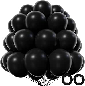Amazon.com: KAWKALSH 110 Balloon Black 12 Inches Latex Party Balloons ...