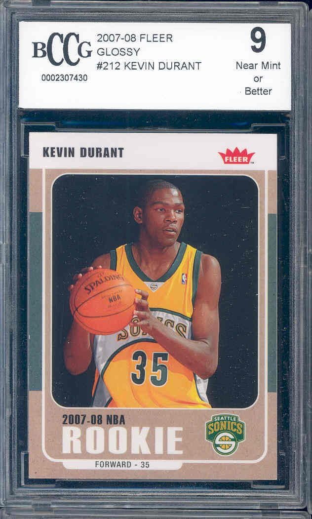 2007 -08 Fleer Glossy #212 KEVIN DURANT Rookie rc BGS BCCG 9 at Amazon ...